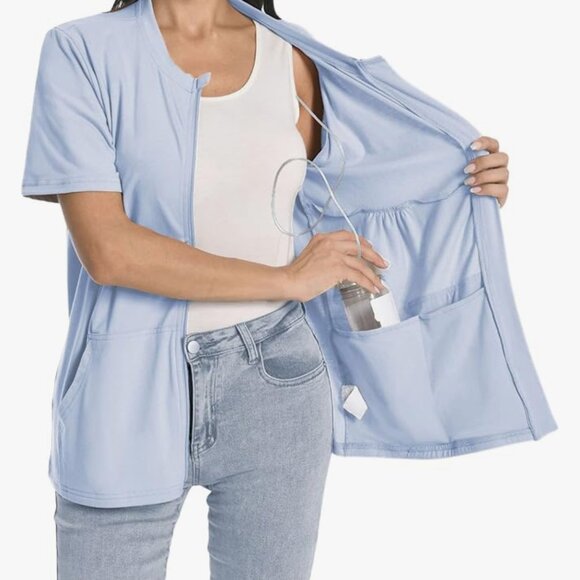 Meuponc | Tops | Post Mastectomy Zip Up Shirt With Four Drain Tube ...